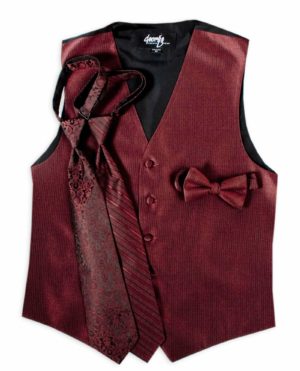 Manhattan Crimson Vest & Ties | Rondinelli Tuxedo